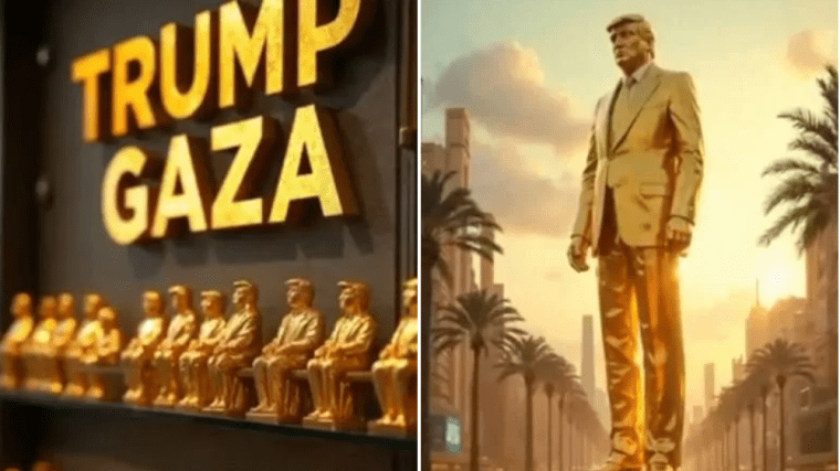 Trump posts AI video promoting Gaza takeover including giant golden ...