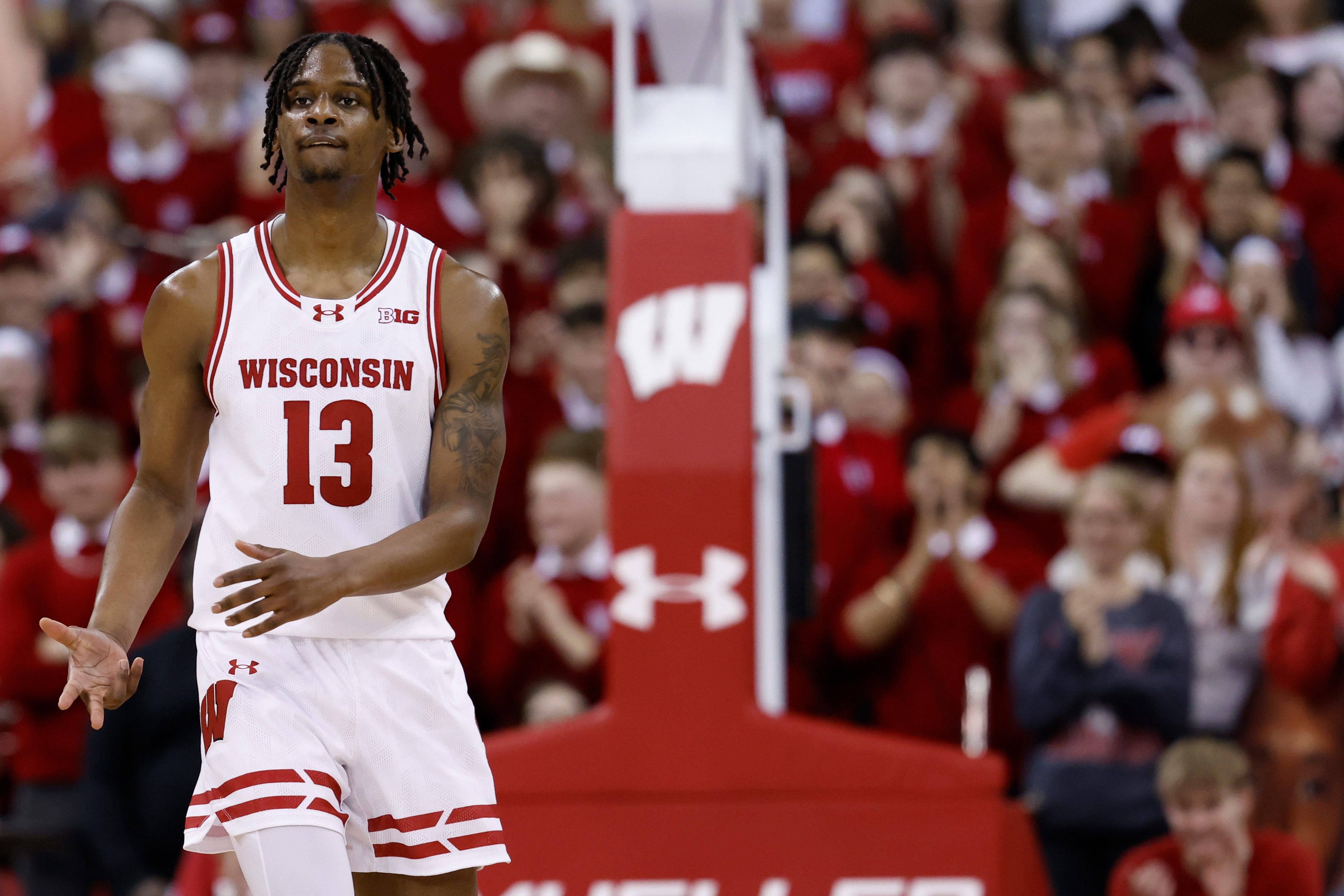 Wisconsin head coach Greg Gard praises Xavier Amos following big night ...