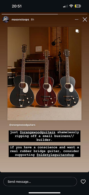 Orangewood comes under fire for its Jupiter rubber bridge guitars