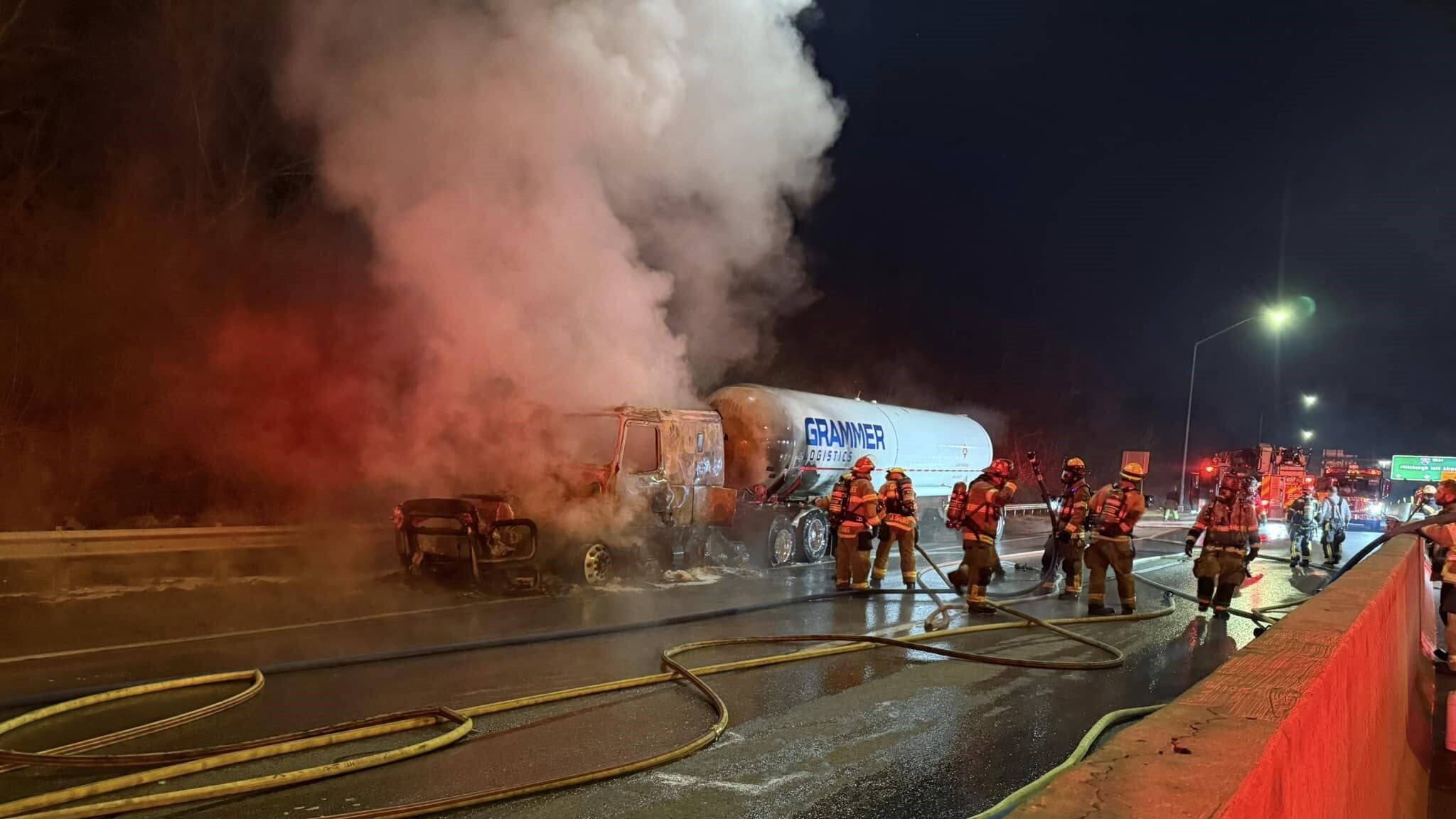 Tractor-trailer fire shut down part of Parkway West for hours