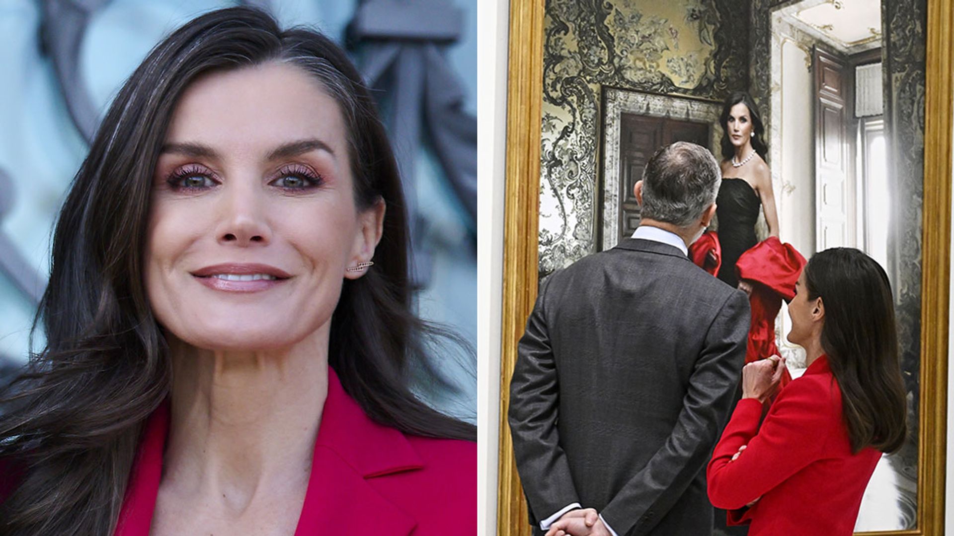 Queen Letizia dazzles in red as she joins King Felipe to admire ...