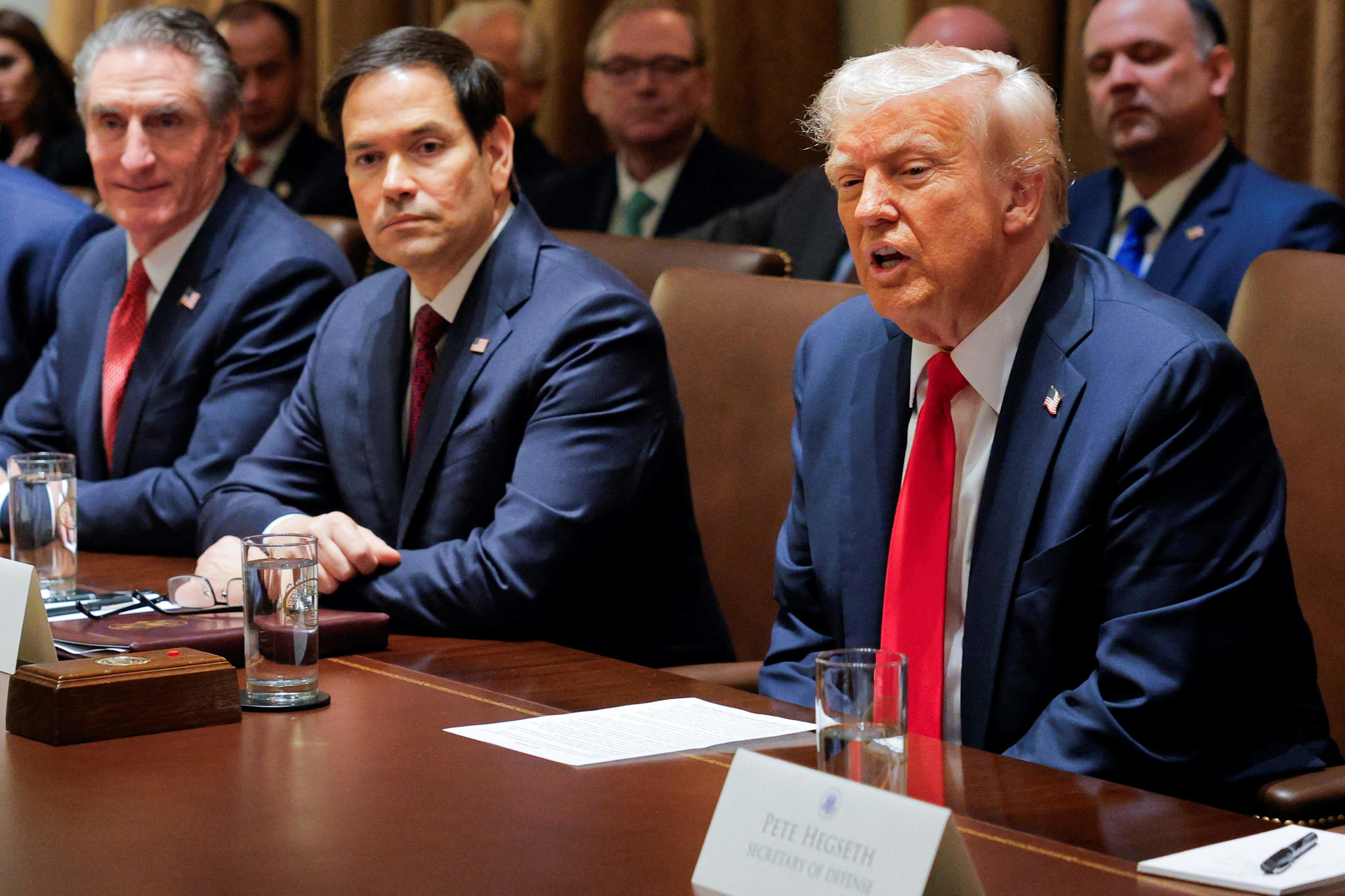 President Trump's first cabinet meeting: Marco Rubio, Pam Bondi's seats ... President Trump's first cabinet meeting: Marco Rubio, Pam Bondi's seats ...
