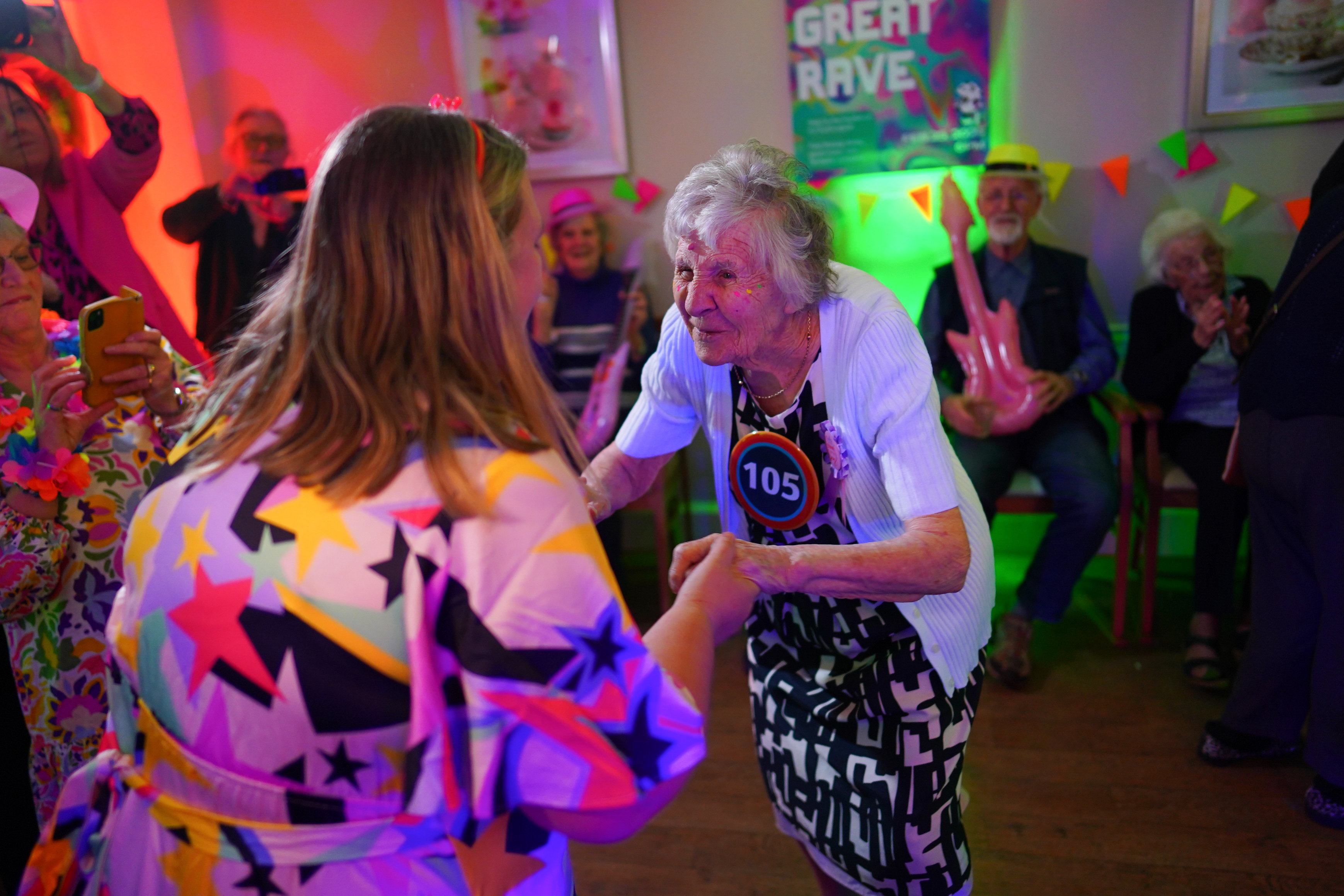 Party-loving pensioner celebrates 105th birthday with a RAVE