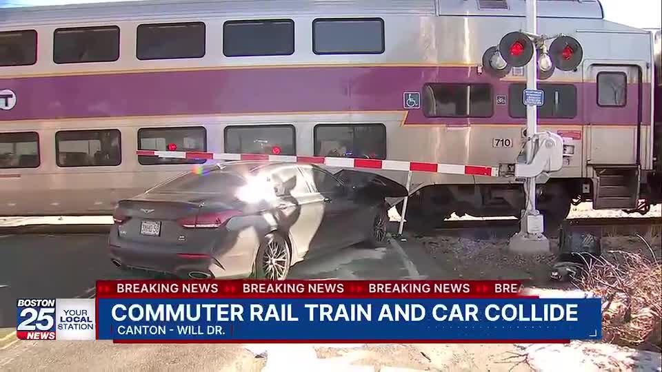 Car, Commuter Rail train collide on tracks in Canton
