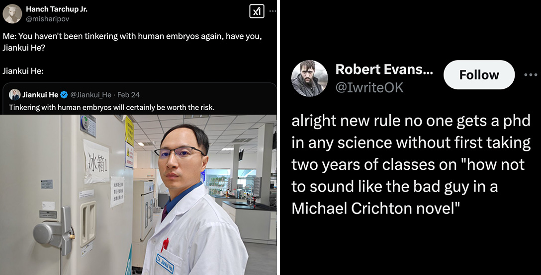 This Man Is Tinkering With Human Embryos (Memes and Tweets)