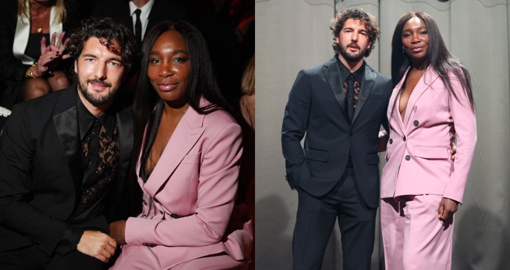Venus Williams Embraces Shirtless Blazer Trend in Pink Suit and Kisses ...
