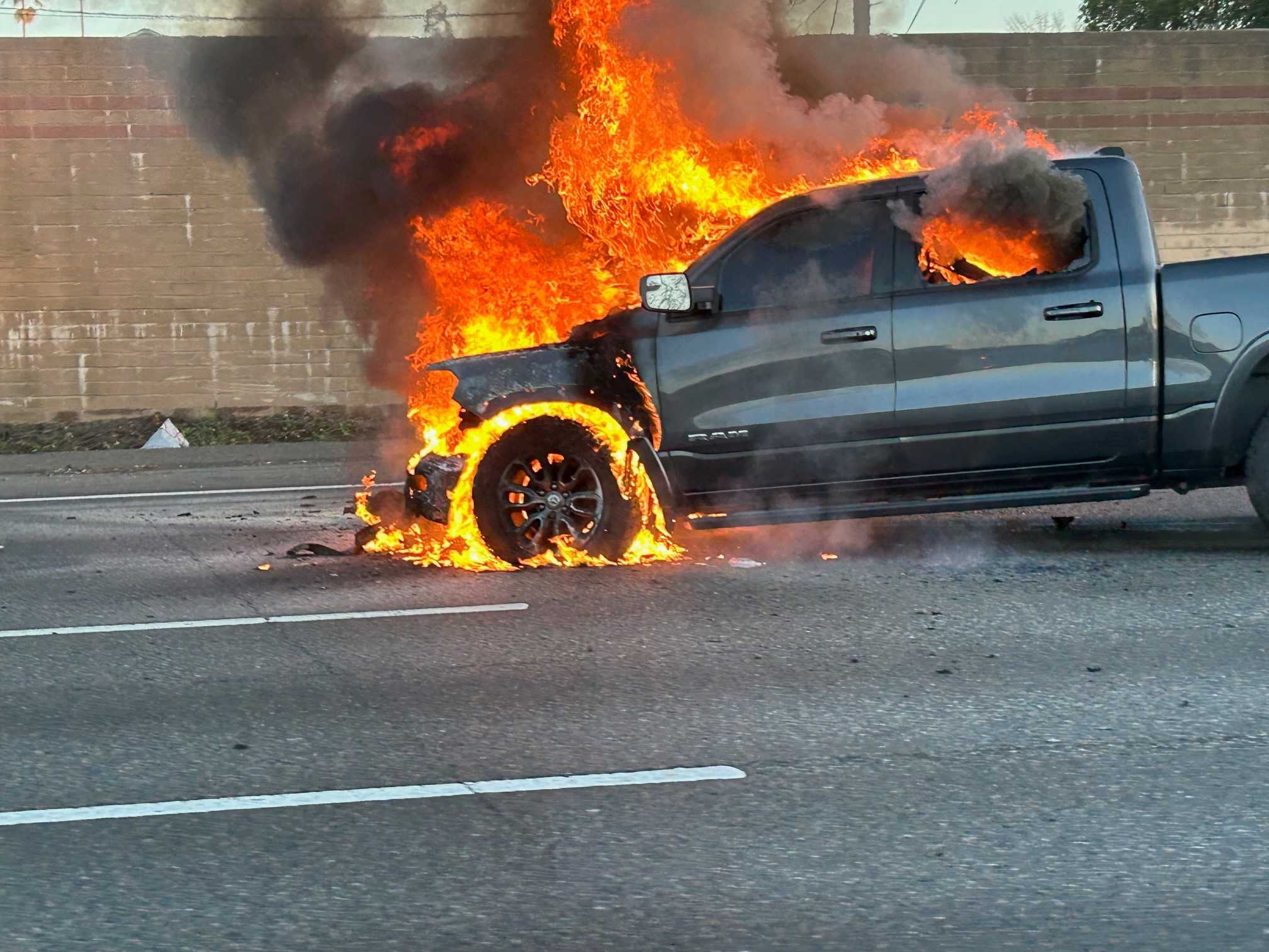Fiery crash leads to major traffic backup on Highway 50 in Sacramento