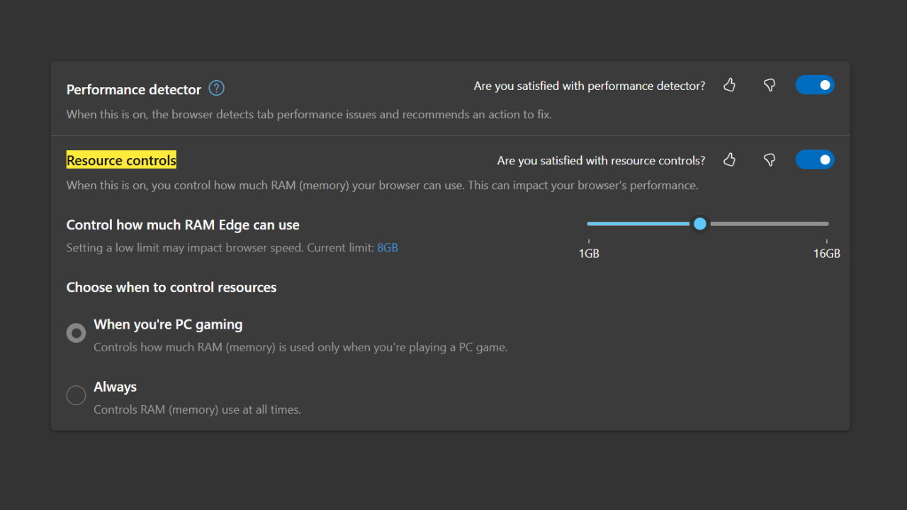 Microsoft Edge Now Has a RAM Usage Control for Gaming