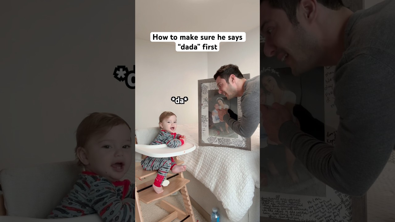 Baby almost says dada for the very first time on camera