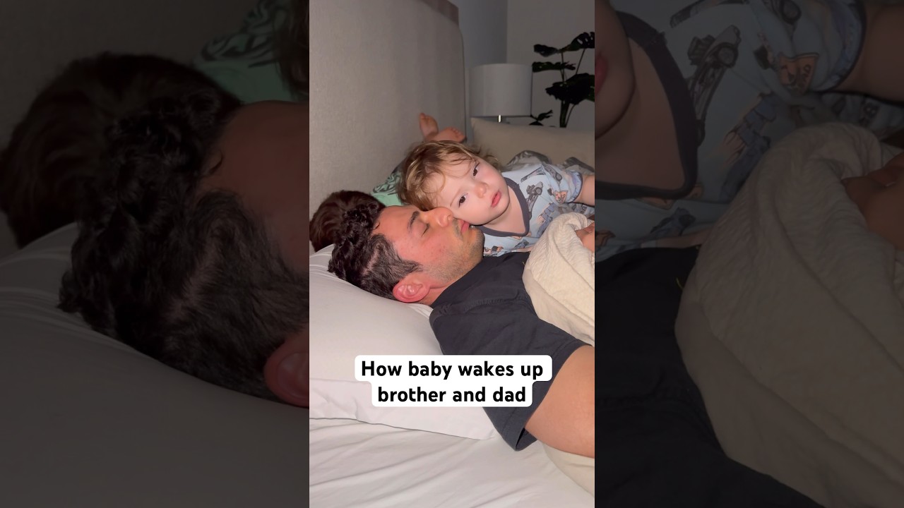 See how an adorable baby wakes up his dad and brother
