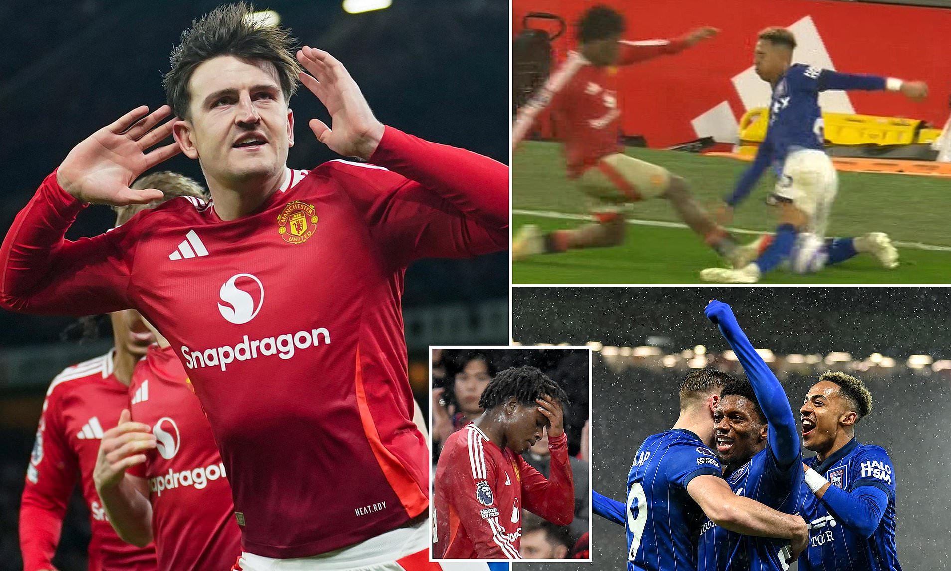 Man United 3-2 Ipswich: Ruben Amorim's 10-men edge out five-goal ...