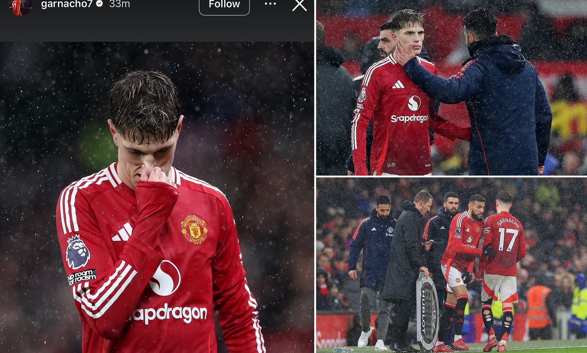 Ruben Amorim responds after Alejandro Garnacho stormed off down the ...