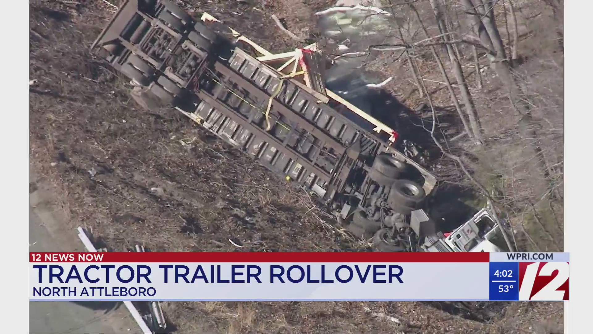 Tractor-trailer rollover disrupts travel on I-295 in North Attleboro
