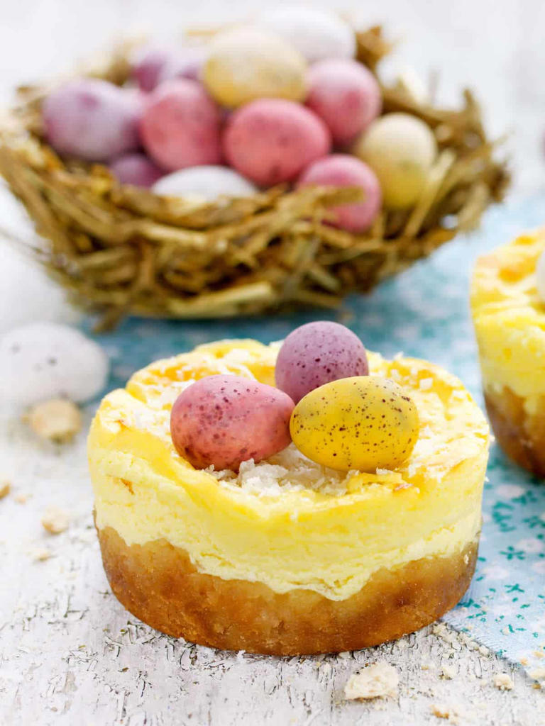 Festive mini Easter cheesecakes