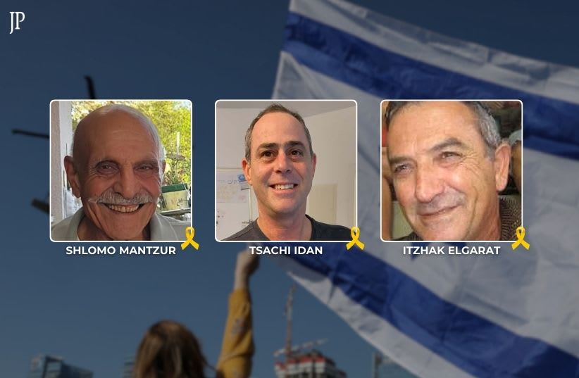 Cuerpos de Shlomo Mantzur, Tsachi Idan, Itzhak Elgarat y otro cuarto ...