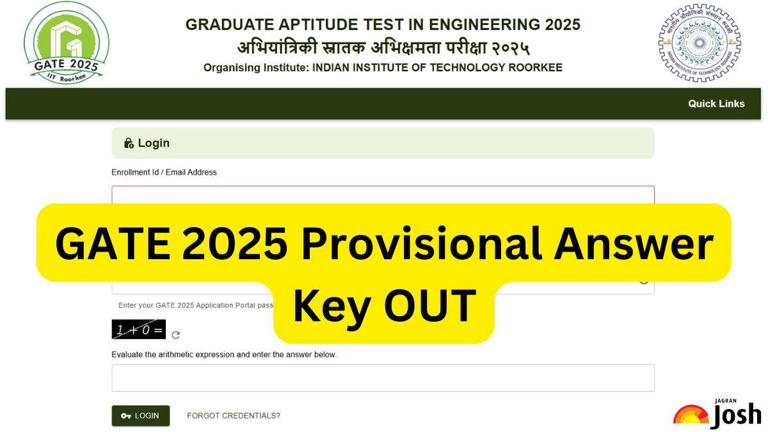 GATE 2025 Answer Key OUT: GOAPS Login Link to Download Response Sheet PDF at gate2025.iitr.ac.in