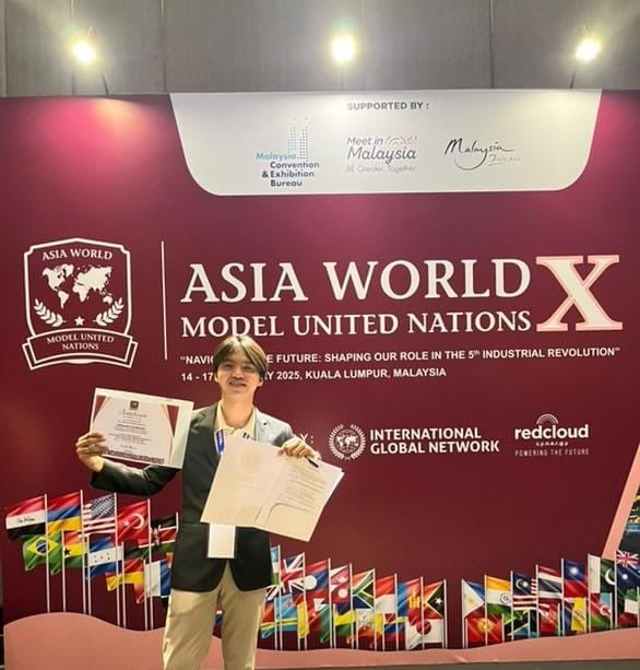 JRU student recognized at Asia World Model United Nations X in Malaysia
