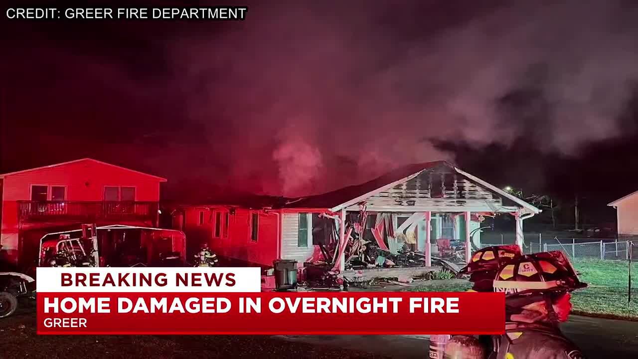Crews: Home damaged in late night fire in Greer