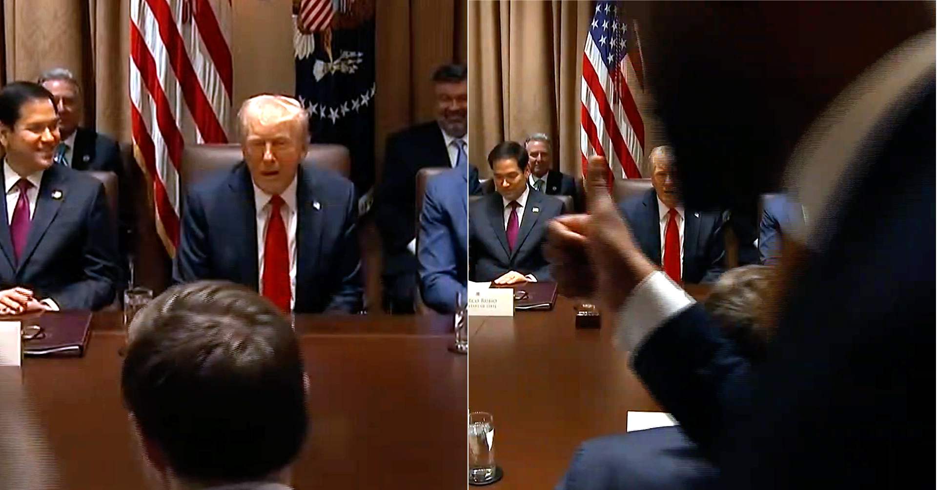 Trump Caught On Hot Mic Telling Fox Host To Praise Cabinet Meeting As Press Files Out: ‘Say It ...