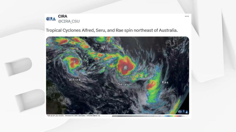 Trois cyclones simultanés photographiés dans le sud du Pacifique
