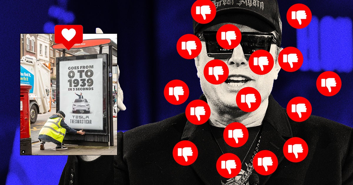 Ads for Elon Musk’s "Swasticar" Go Viral as Tesla Crumbles