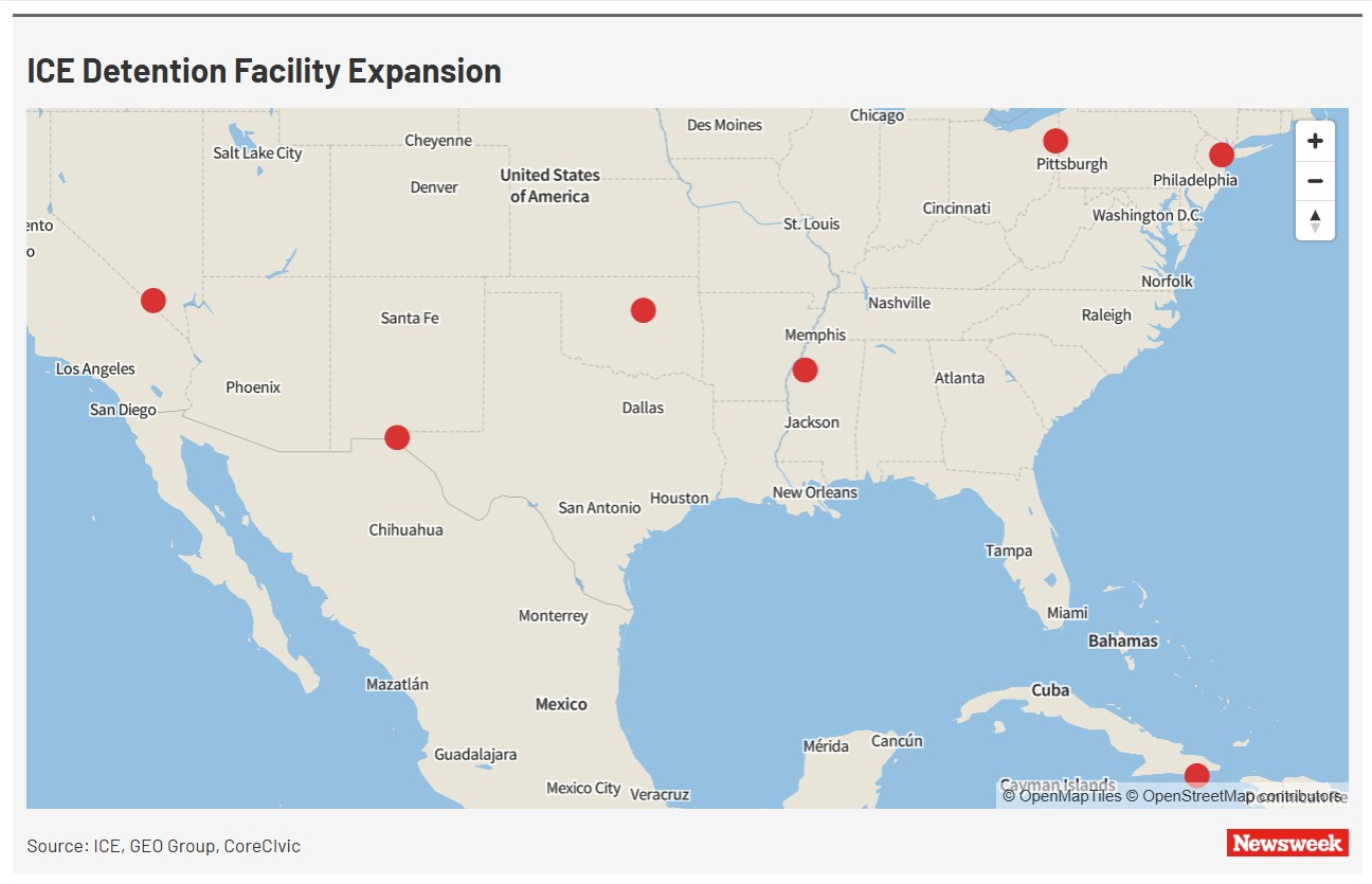 Map Shows Where ICE is Expanding Immigrant Detention Facilities