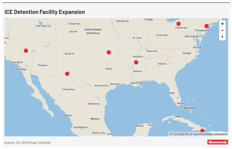 Map Shows Where ICE is Expanding Immigrant Detention Facilities