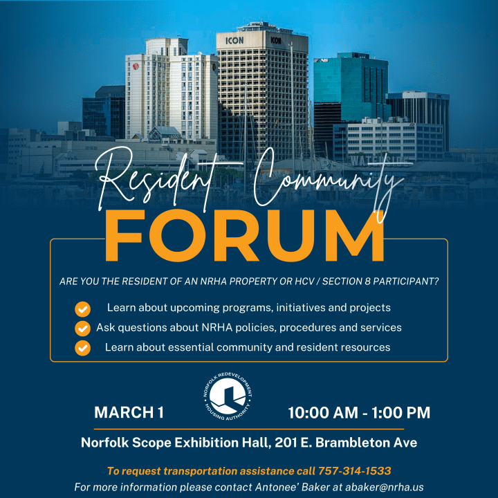 NRHA Resident Community Forum at Norfolk Scope; Calvert Square, Young ...