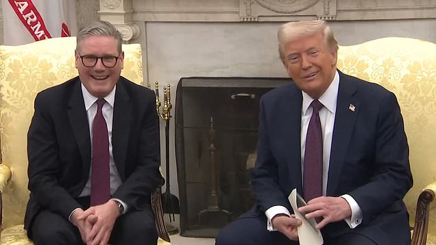 Keir Starmer presents Donald Trump with a letter from King Charles III