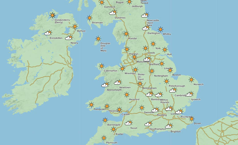 Met Office maps show parts of England set for week of sunshine