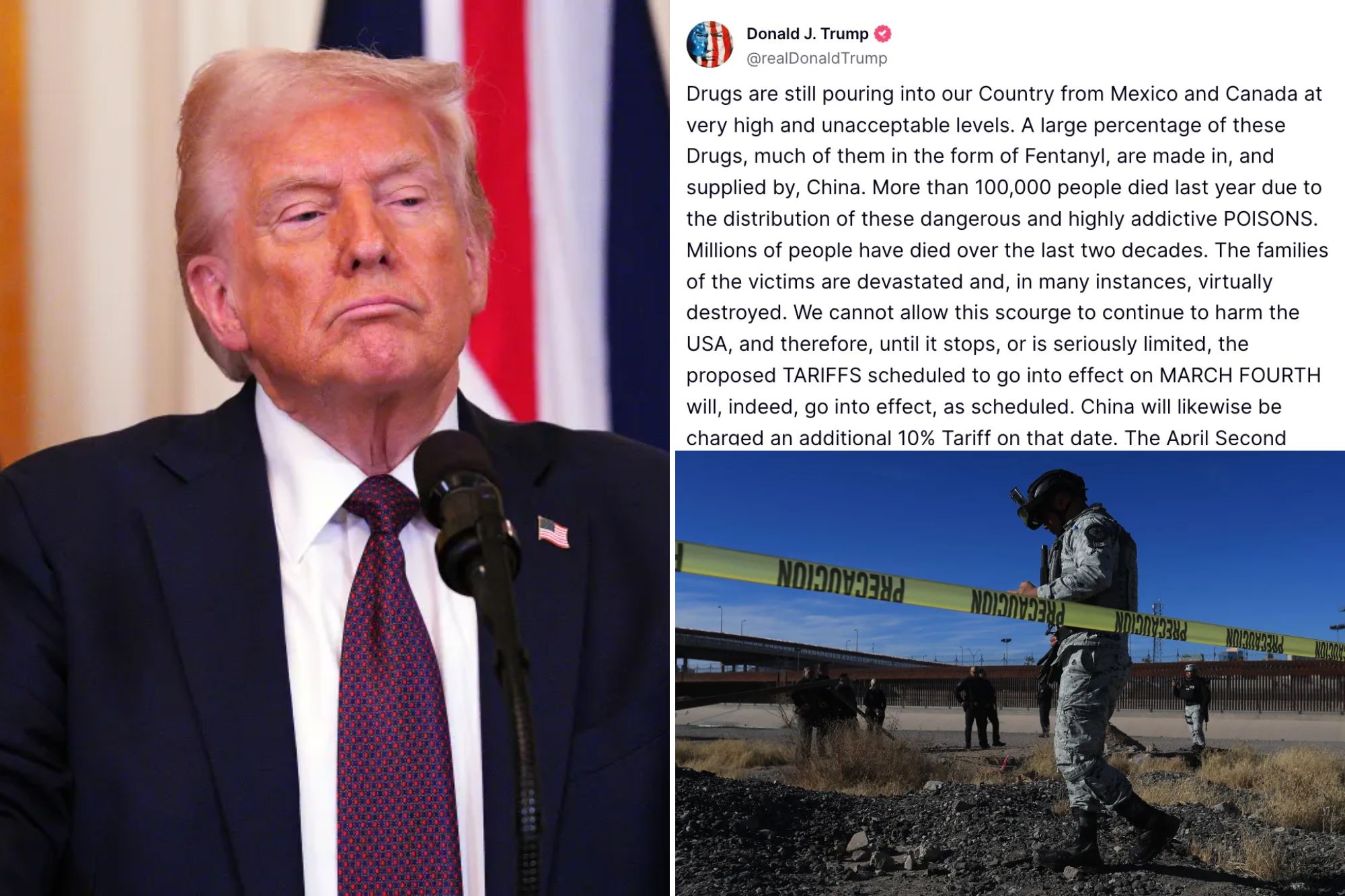 Trump says tariffs against Canada and Mexico will go into effect next ...