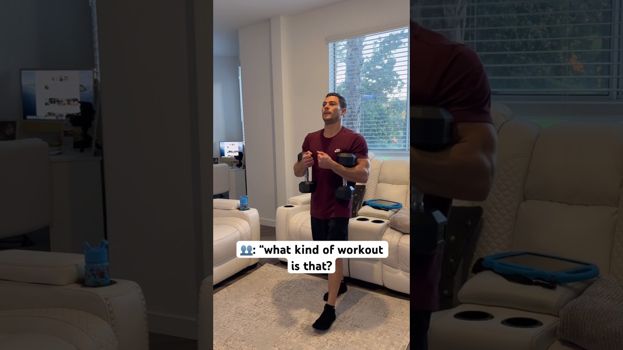 Dad trains for dad life using dumbbells like babies