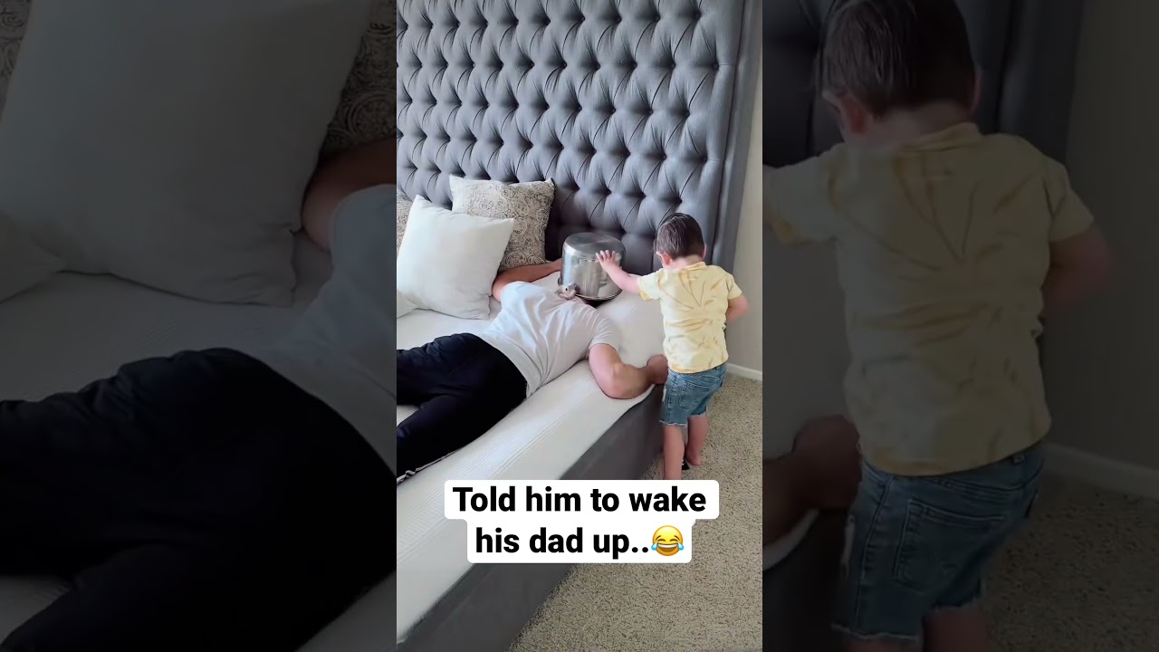 Son uses pot to wake dad—hilarious moment