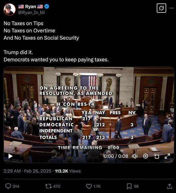 House budget resolution doesn't cut taxes on tips, overtime or Social ...