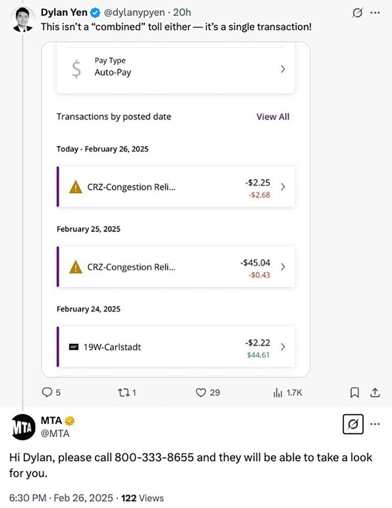 Driver hit with $45 charge for NYC congestion pricing – even though ...
