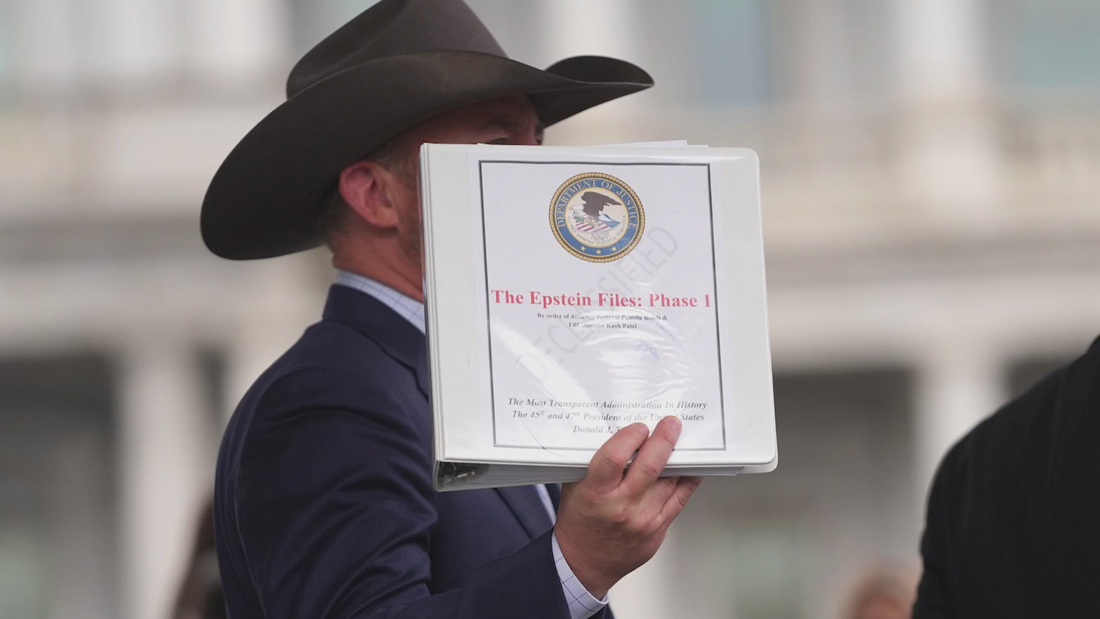 Conservative pundits seen with ‘Epstein Files’ binders