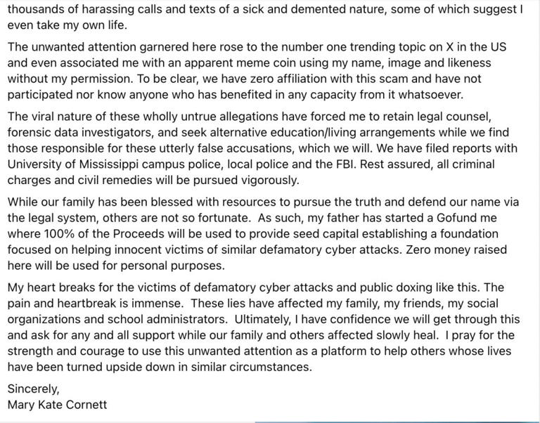 Ole Miss student Mary Kate Cornett slams Pat McAfee, Barstool after ...