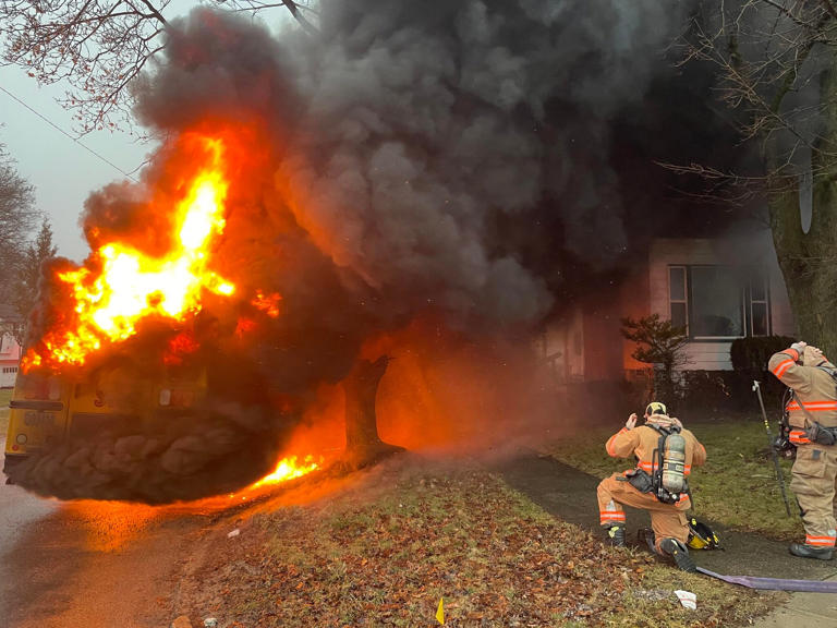 School bus driver evacuates 15 students after fire breaks out
