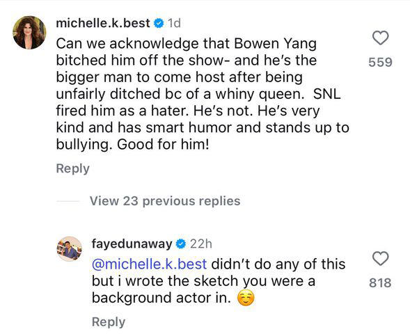 “SNL ”star Bowen Yang responds to hateful comment from background actor ...