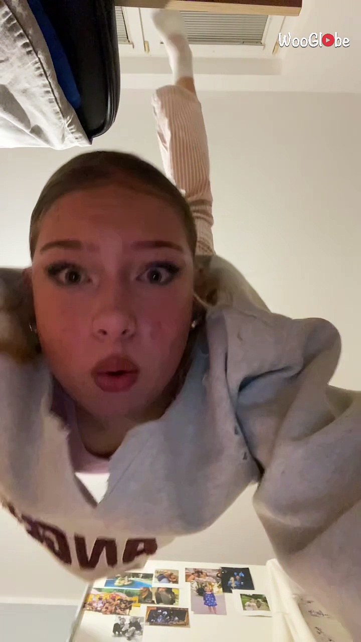 Woman shows how funny a handstand looks when filmed from below