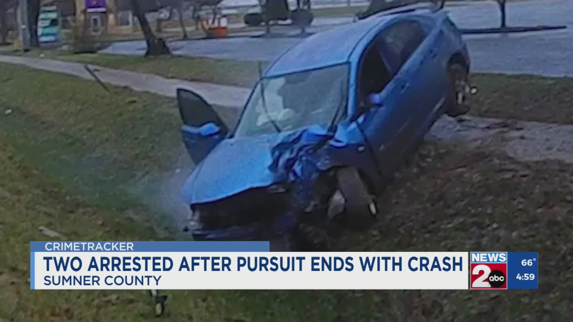 2 arrested after Sumner County pursuit ends with crash