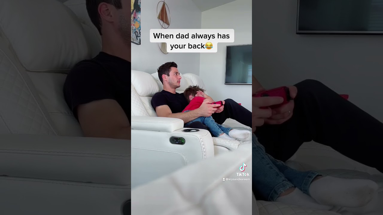 Dad pretends to sleep after getting caught gaming