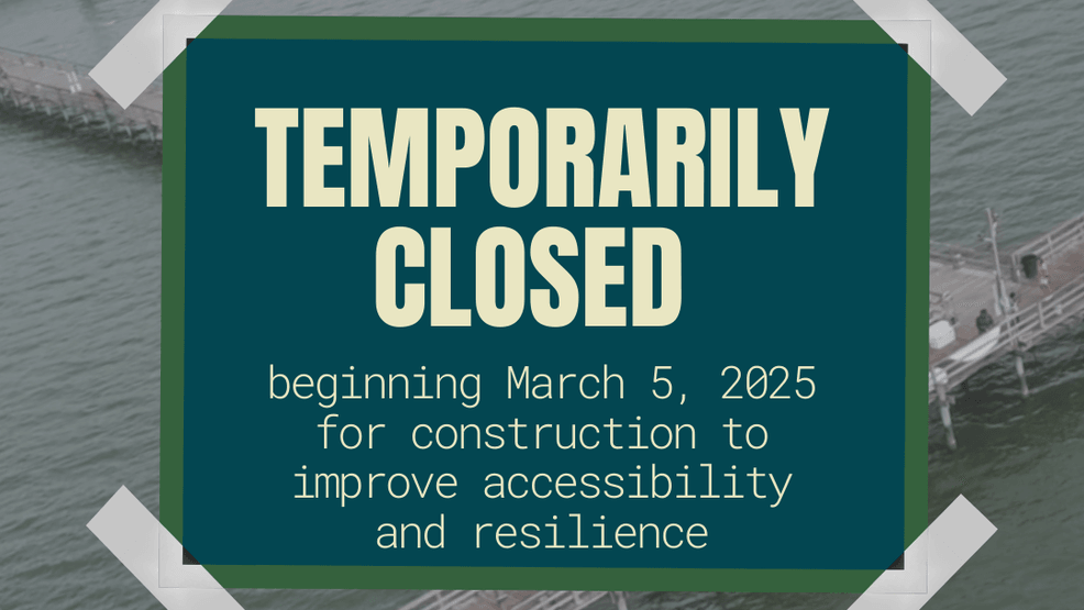 Cedar Point Pier closing for construction at dusk on March 5