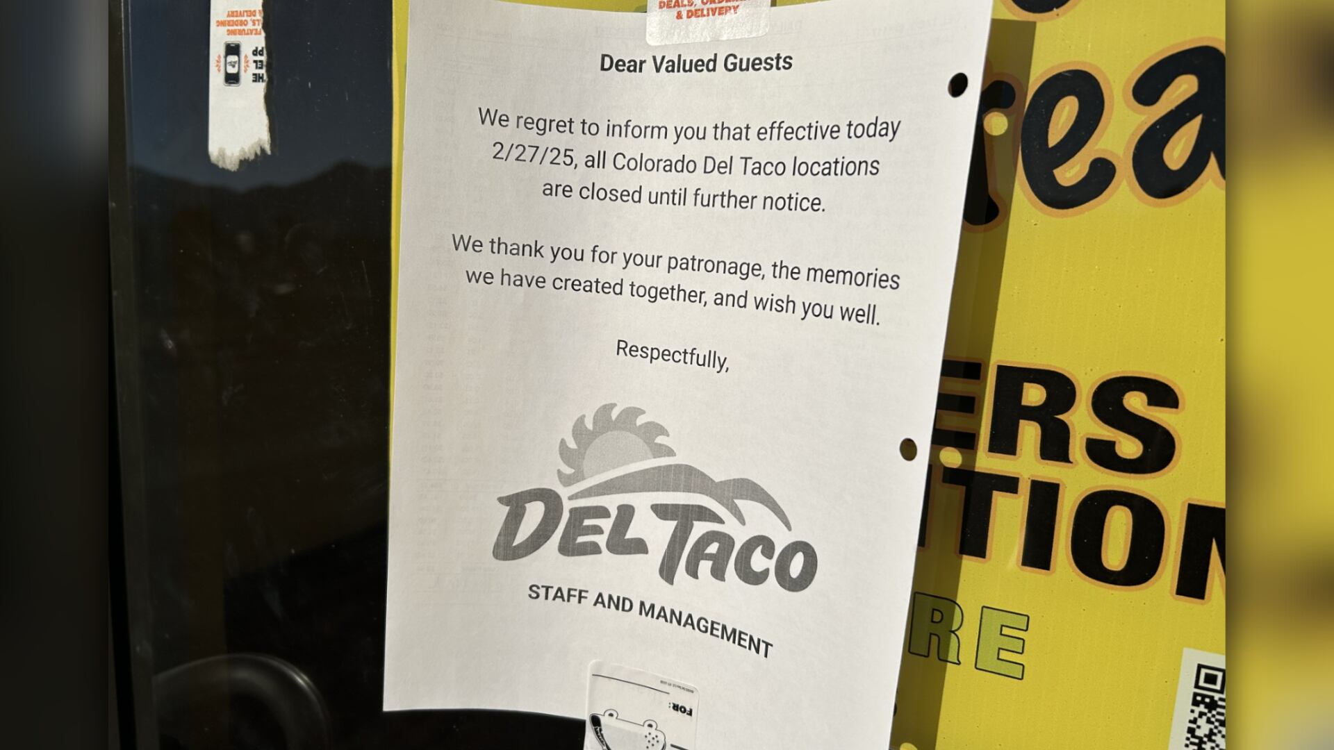 Almost all Colorado Del Taco locations suddenly close on Thursday