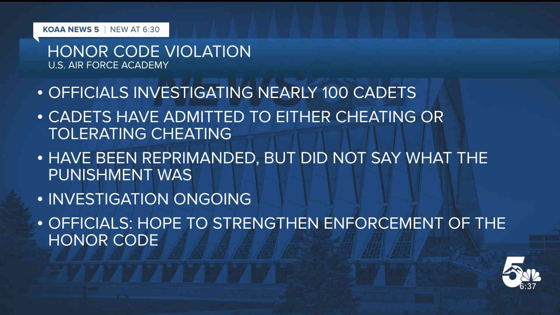 Air Force Academy investigating potential cadet Honor Code violations Air Force Academy investigating potential cadet Honor Code violations
