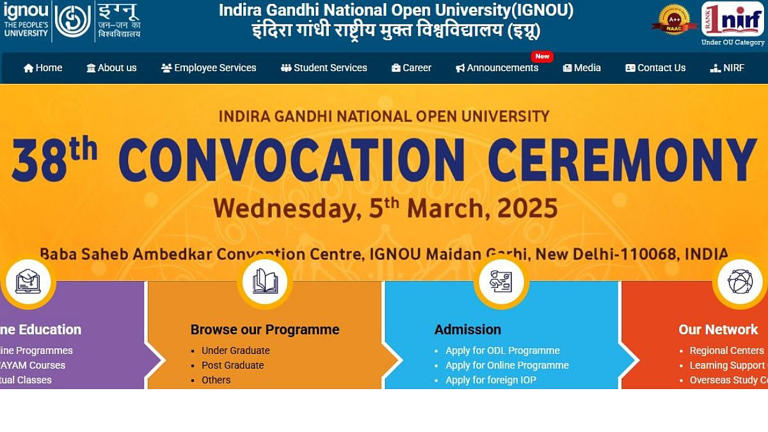 IGNOU To Host 38th Convocation On March 5; Education Minister ...