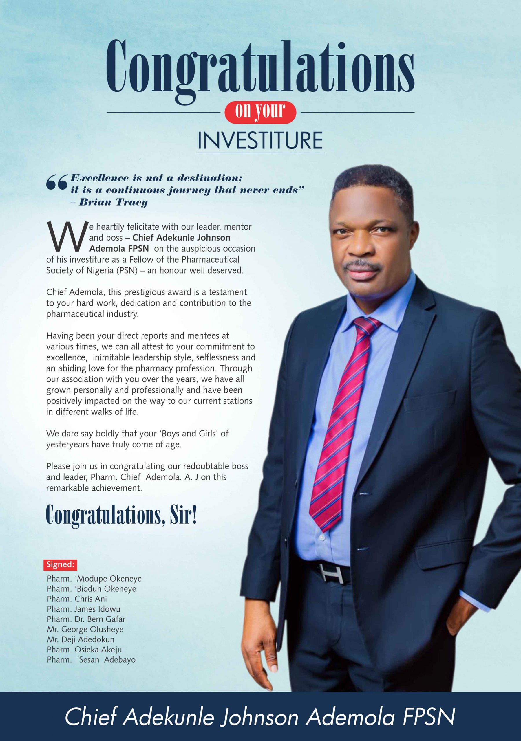 Congratulations to an Exceptional Leader