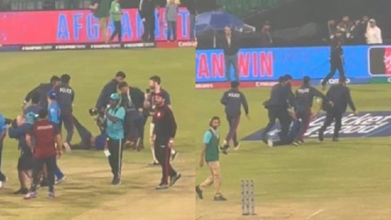 Afghan fan crossed the limits in the joy of victory, security dragged him out! Watch viral video