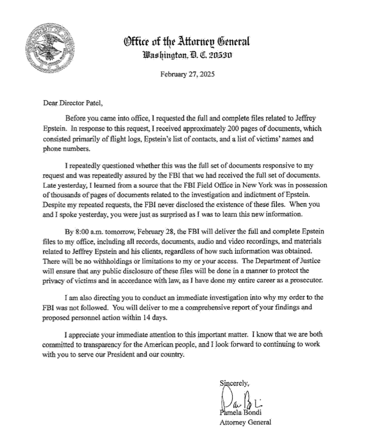 Jeffrey Epstein files latest: US Attorney General accuses FBI of ...