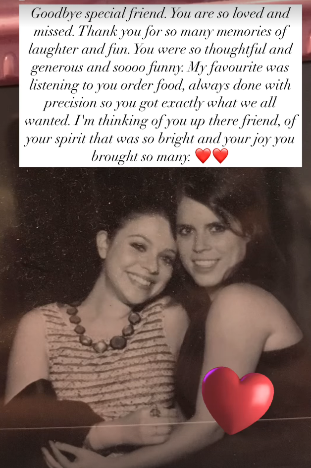 Princess Eugenie says 'goodbye' to Michelle Trachtenberg in ...